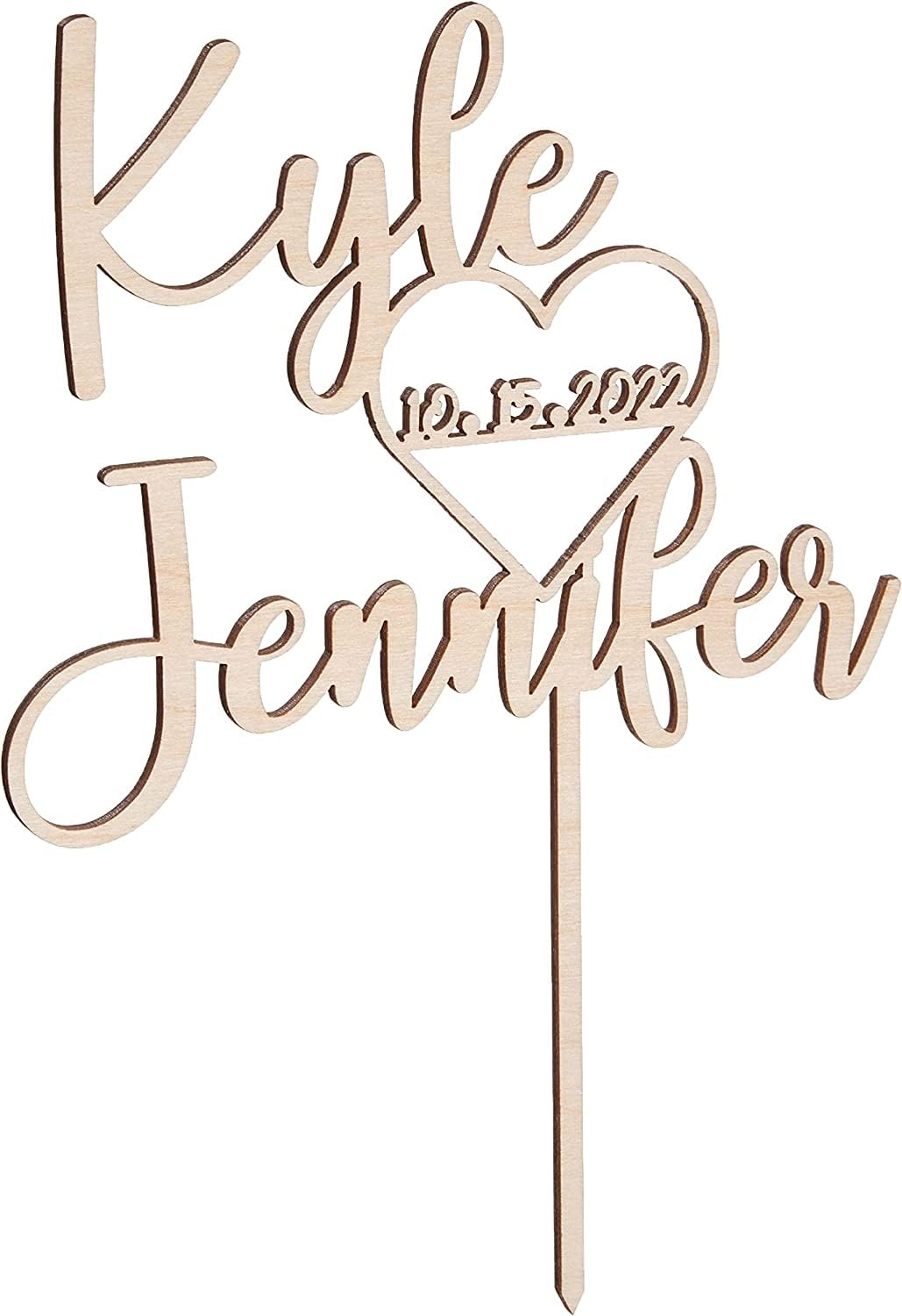 Shop Simply Perfect Wedding Cake Topper, Personalized Cake Topper for Anniversary, Engagement - Double Sided Black, Rose Gold, Wood Finish, Your Custom Text - Made in USA (Design 6)
