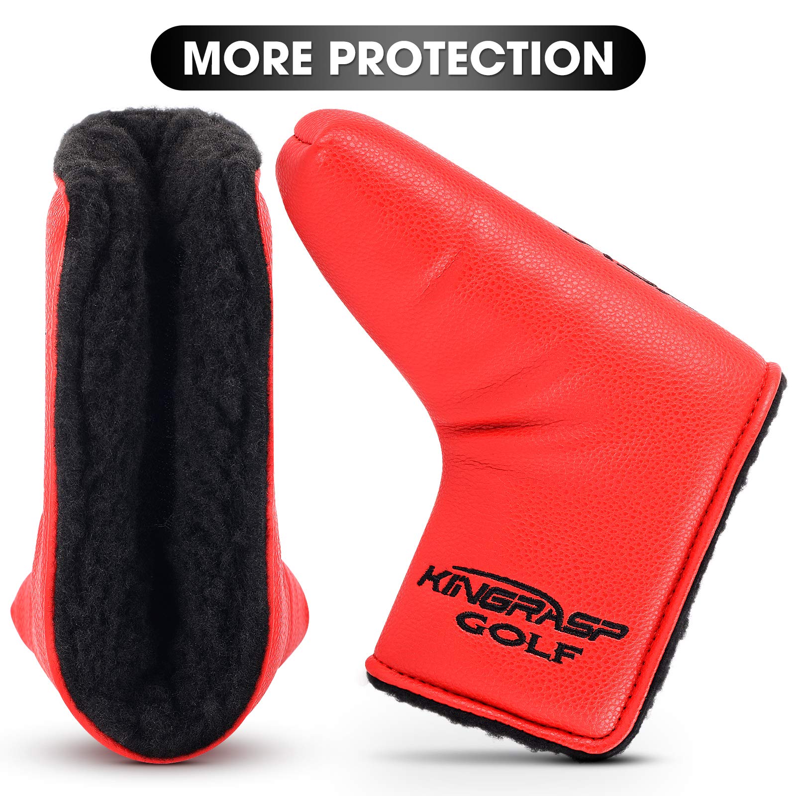 wujiang Golf Putter Head Cover PU Leather T Word Headcover Fits All Brands Men Women (Black red)