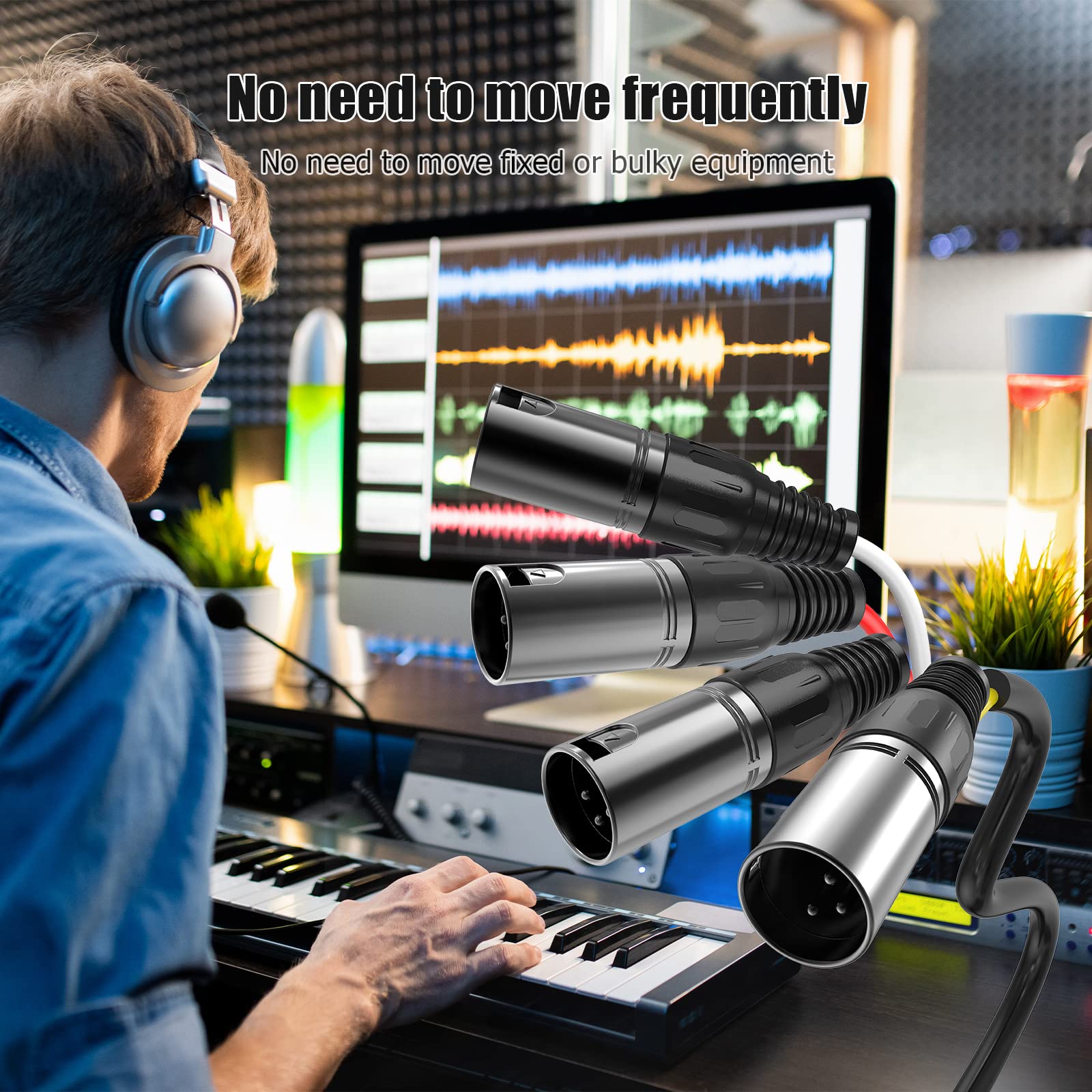 XLR Snake Cable, 6-Feet 4-Channel XLR Male to XLR Female Snake Splitter Microphone Cable Cord with Color Coded, Rubber Cable Boot, Ancable
