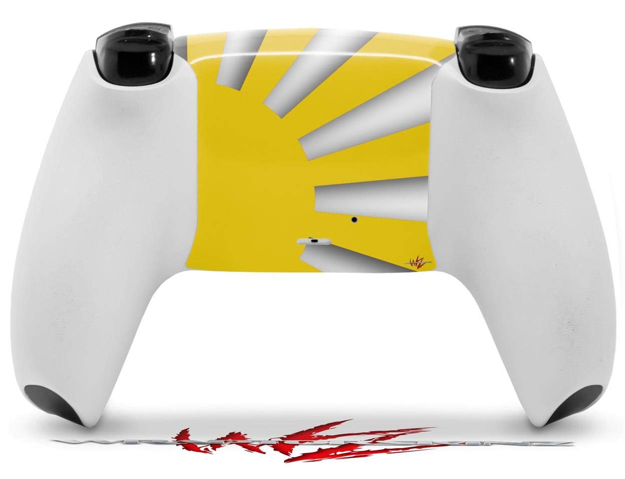 WraptorSkinz Skin Wrap compatible with Sony PS5 DualSense Controller Rising Sun Japanese Flag Yellow (CONTROLLER NOT INCLUDED)