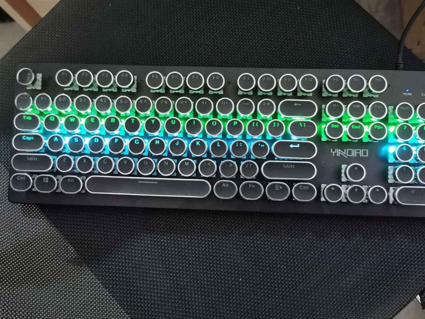 Yindiao Typewriter Keyboard, Mechanical Gaming Keyboard, Aluminium Alloy Body with 104 Keys, Black