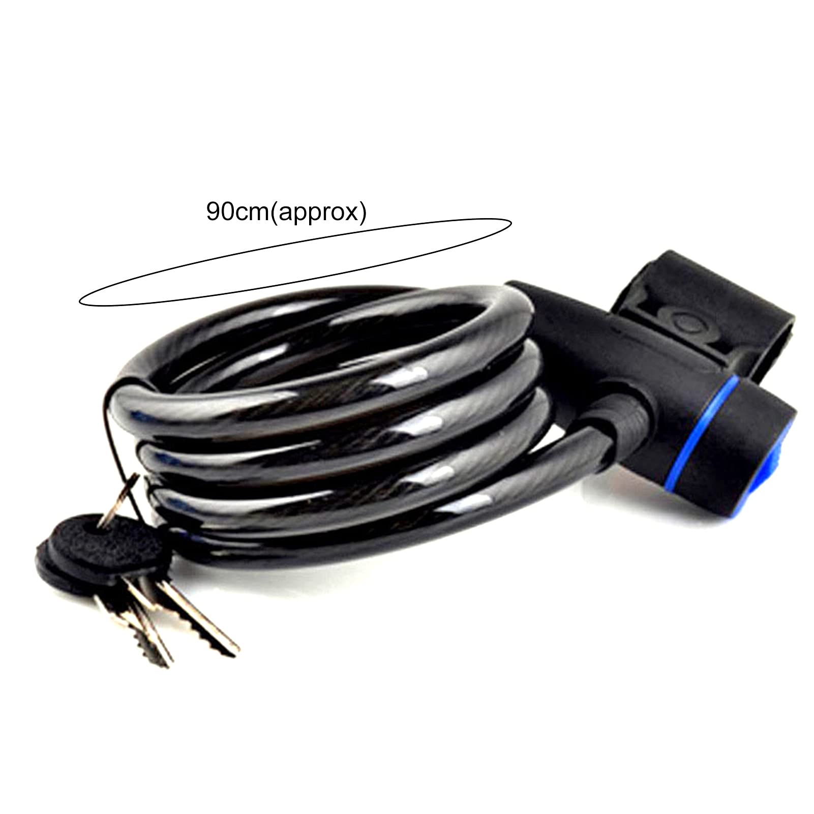 Trusway Bicycle Lock Wear-Resistant Anti-Theft Metal Sturdy Security Lock Double Loop Vinyl Coated Self Coiling for Door All Bicycle Motorbike Gate Black