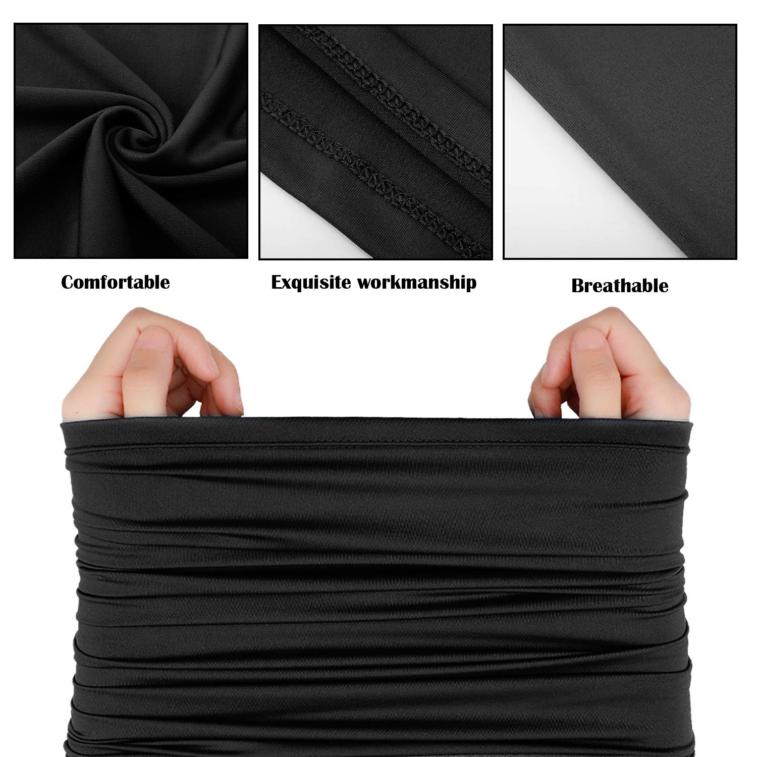 Summer Face Cover Scarf UV Protection Neck Gaiter Sunscreen Breathable Bandana (Black, 6)