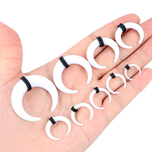 YOFANST Ear Stretching Kit 70 Pieces 14G-00G Ear Gauges Expander Set Acrylic Tapers Plugs Spiral Crescent Piercing Jewelry, White