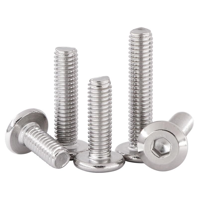 RAKTDA Hexagon Socket Screws 304 Stainless Steel Beveled Large Flat Head Hexagonal Screws Flat Round Head Beveled Edge Furniture Screws and Bolts (Size : M5*12 5pcs)
