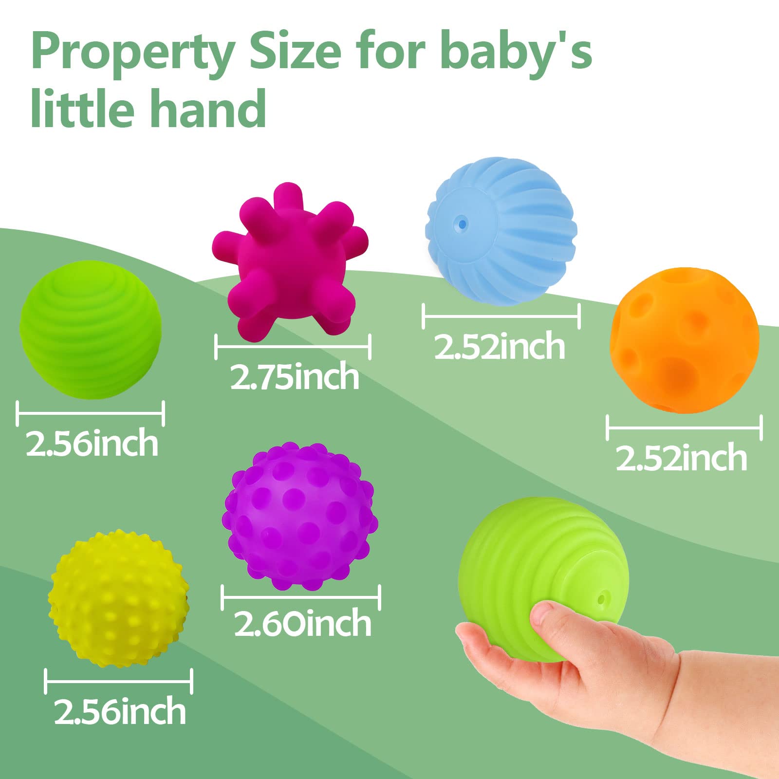 ROHSCE 10 Pack Sensory Balls for Babies Kids, 6 to 12 Months Baby Toy Ball Toddlers and Infant Small Massage Soft Textured Multi Ball Set…