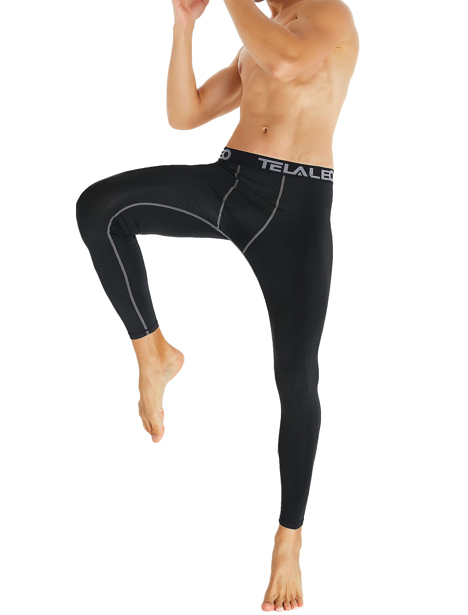 TELALEO 4 Pack Men's Compression Pants Leggings Sports Tights Performance Athletic Baselayer Workout Running M