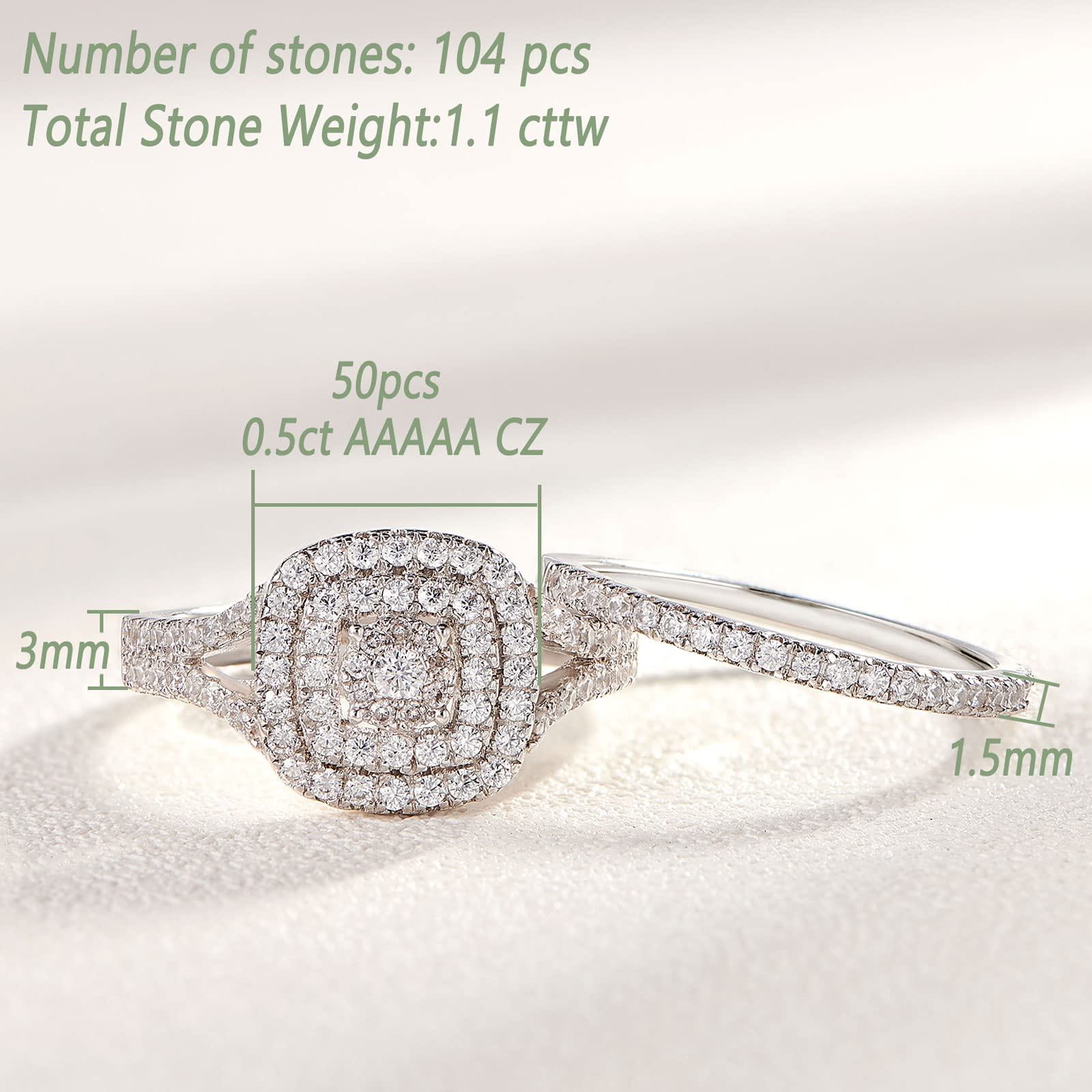 Wuziwen Cluster Flower Wedding Engagement Ring for Women 925 Sterling Silver Cubic Zirconia Sz 9.5