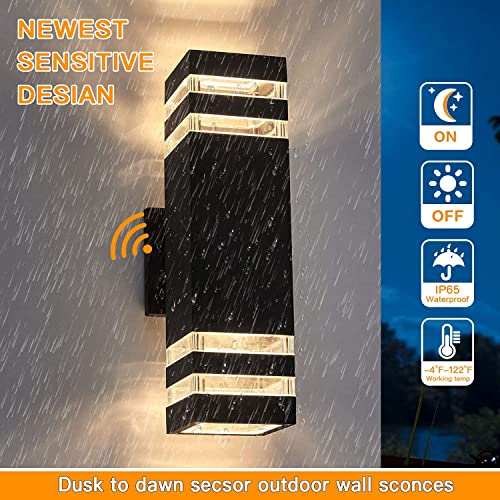 Tsiun Dusk to Dawn Outdoor Wall Lights, Exterior Light Fixture Up Down Sconces with E26 Socket, Waterproof Lamp Porch Lanterns Wall Mount, Anti-Rust Outside Lights for House, Patio, Garage, 2 Pack
