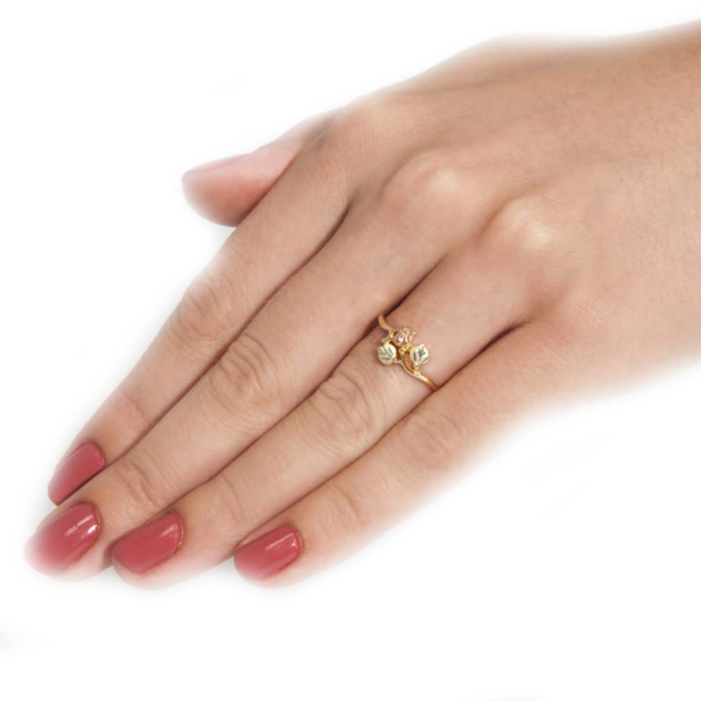 Rose Ring, 10k Yellow Gold, 12k Green and Rose Black Hills Gold Size 7.5