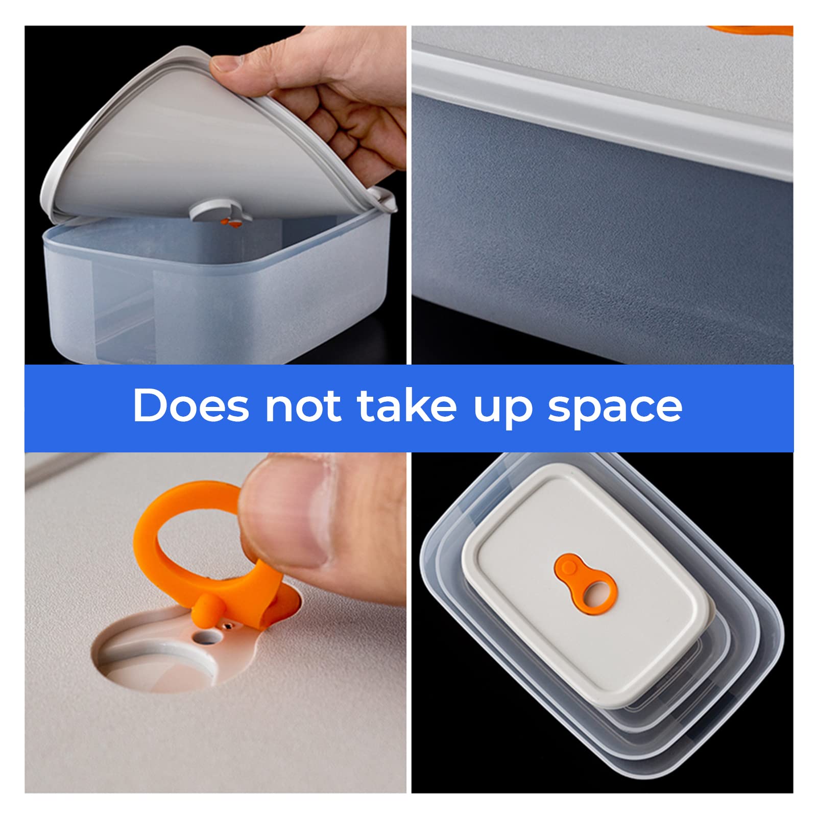 Simpleeasy 6 PCS Food Storage Containers with Lids and Steam Vents (3 Containers + 3 Lids), Microwave, Fridge and Dishwasher safe,Transparent Plastic