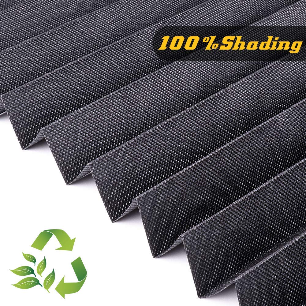 SEEYE Blackout Temporary Blinds Cordless Shades Fabric Pleated Fabric Shade Easy to Cut and Install, 48" W x 72" L - 1 Pack, Black, with 2 Clips