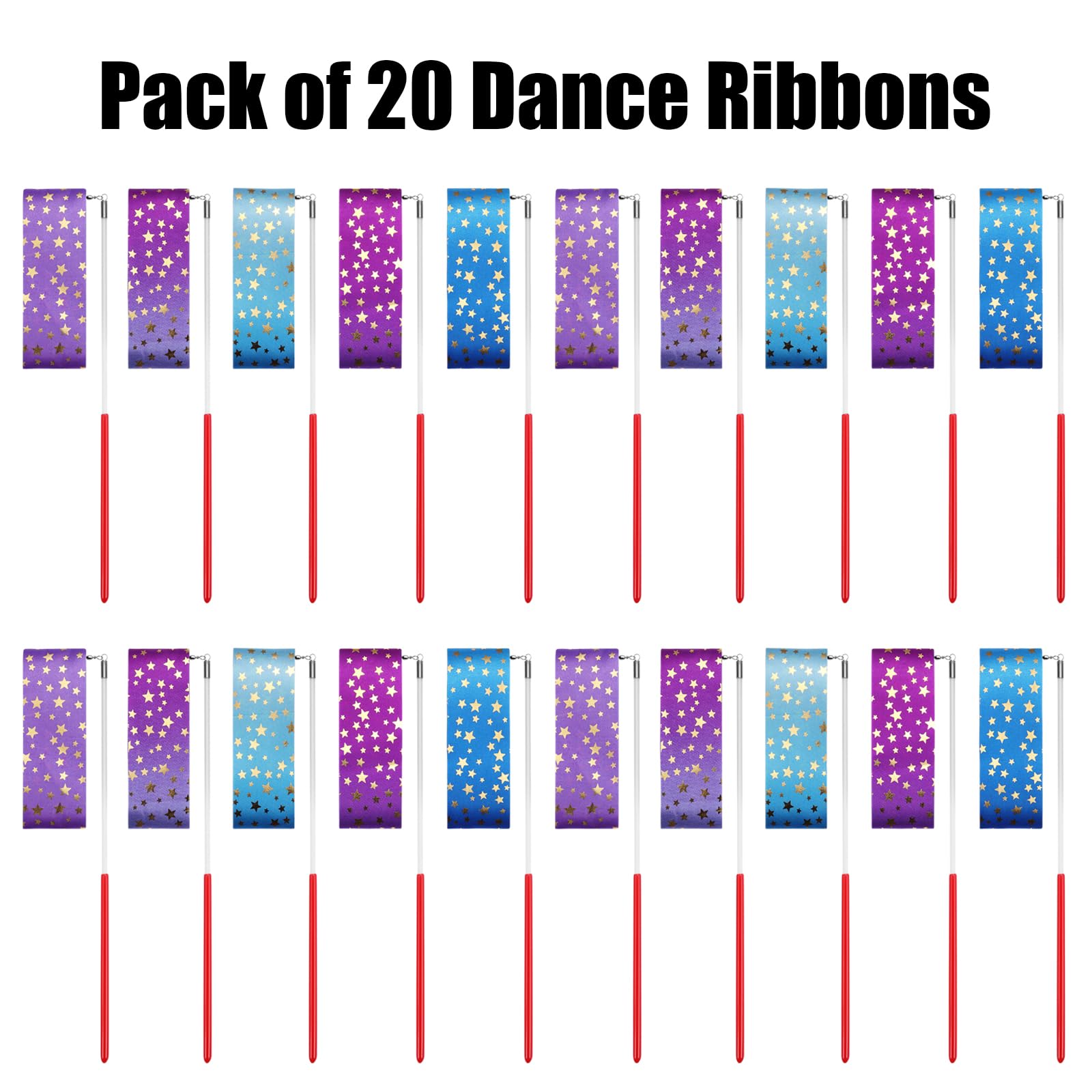 Ribbon Wands Party Favors for Kids, 20 Pack Girl Birthday Party Favors Dance Ribbons, Rhythmic Gymnastics Ribbon, Outdoor Party Games Supplies, Dance Streamers, Stars Ribbon Dancer for Party Favors