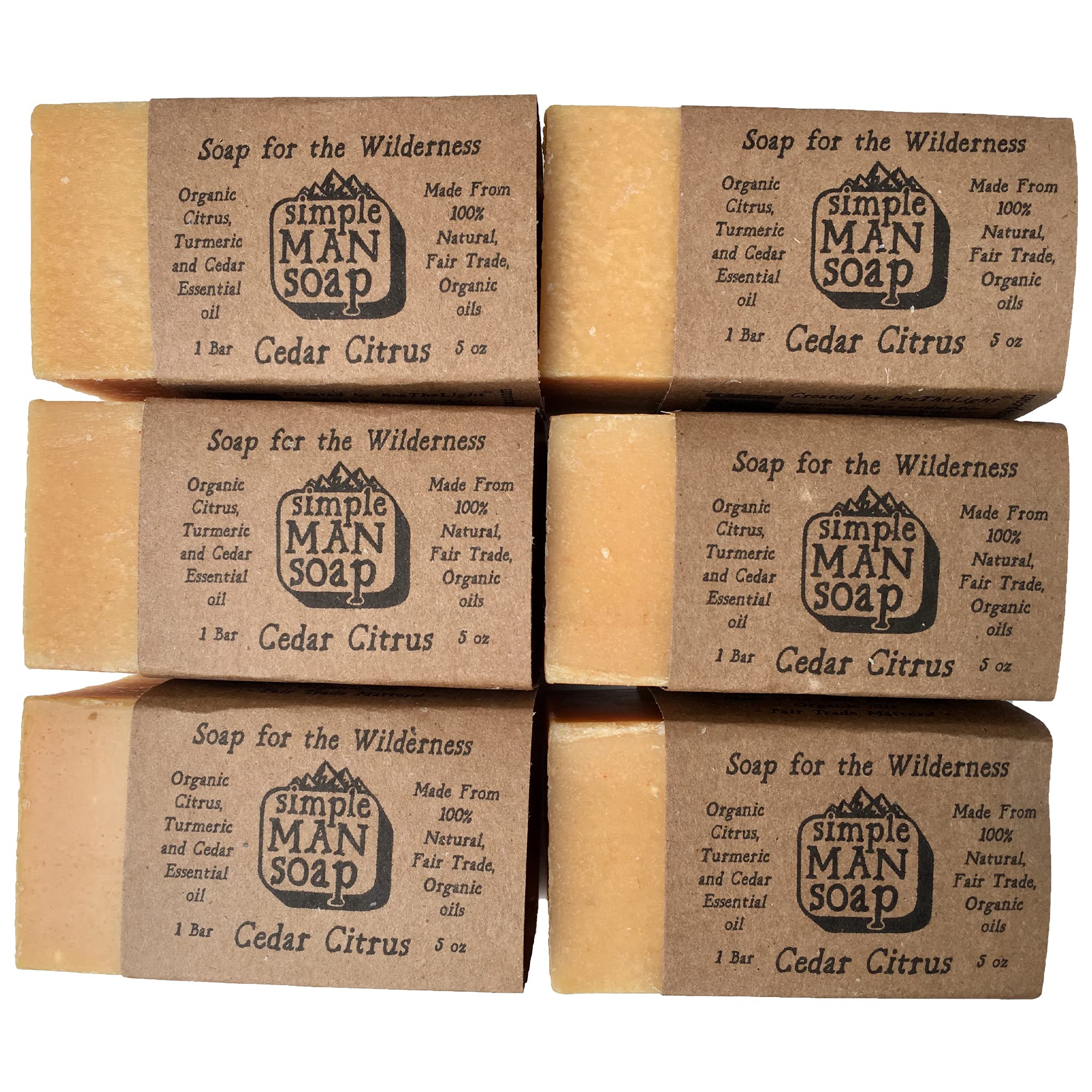 SimpleMan Soap Bar (Cedar Citrus Soap) - Men’s soap with Organic & Fair Trade Essential Oils - All Natural Manly Soap - Refreshing Bath Soap Bars - Handmade Man’s Shower Blocks (Pack of 3)