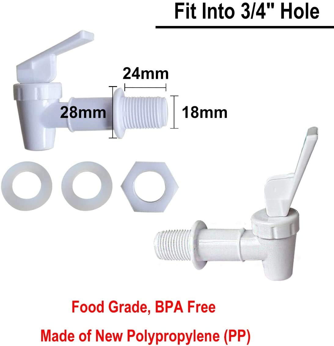 Replacement Cooler Faucet Water Bottle Jug Reusable Tap Spout Beverage Lever Pour Dispenser Valve Gravity Water Spigot Plastic Spigot (4 pieces of White)