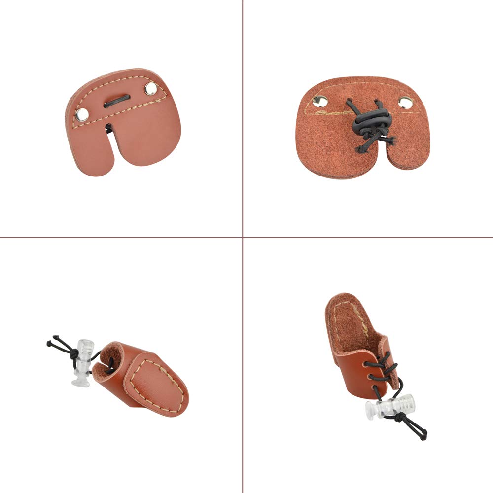 SHARROW Archery Protector Set Glove 3 Finger Guard Leather Arm Guard Bracers Finger Tabs Thumb Ring Finger Protector Protective Gear Set for Compound Bow Recurve Bow Shooting Hunting
