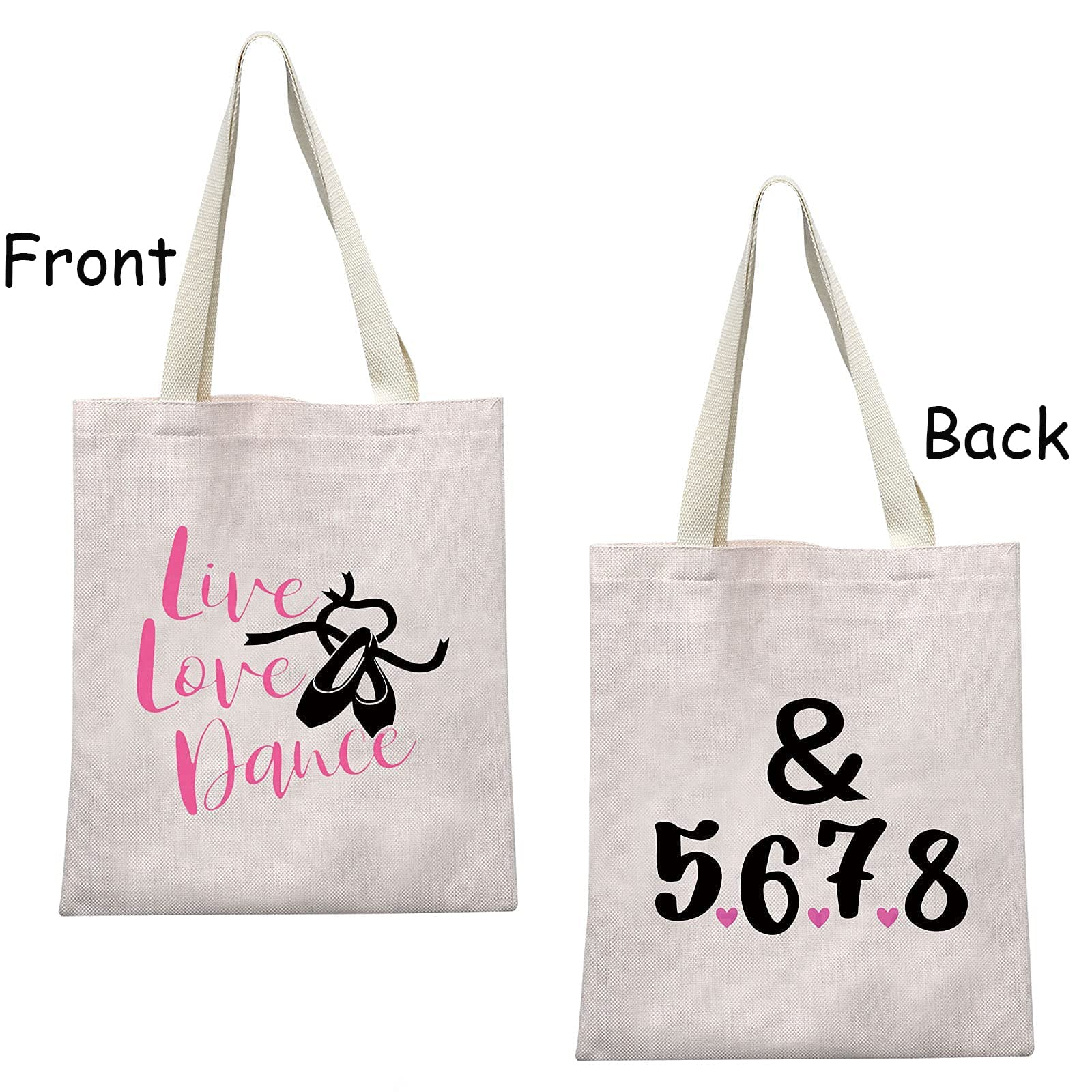 TSOTMO Live Love Dance Canvas Tote Bag &5678 Gift Dancer Canvas Tote Bag Dance Teacher Gift Canvas Tote Bag Travel Case (Dance Canvas)