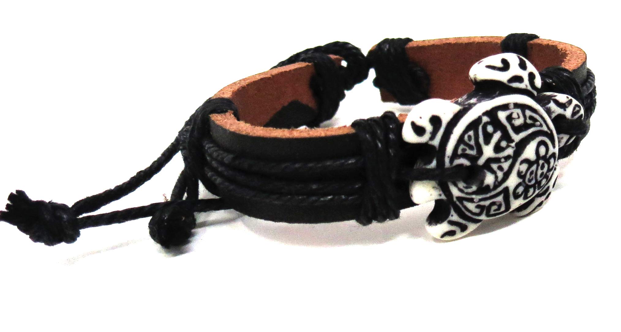 Sea Turtle Bracelet with Indian Symbols Engraved-Turtle with Coqui Taino and Indian Sun-Hawaiian Sea Turtles Leather Bracelet