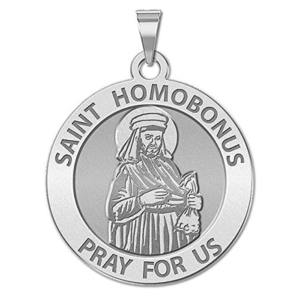 PicturesOnGold.com Saint Homobonus Religious Medal - 1 Inch Size of a Quarter -Sterling Silver