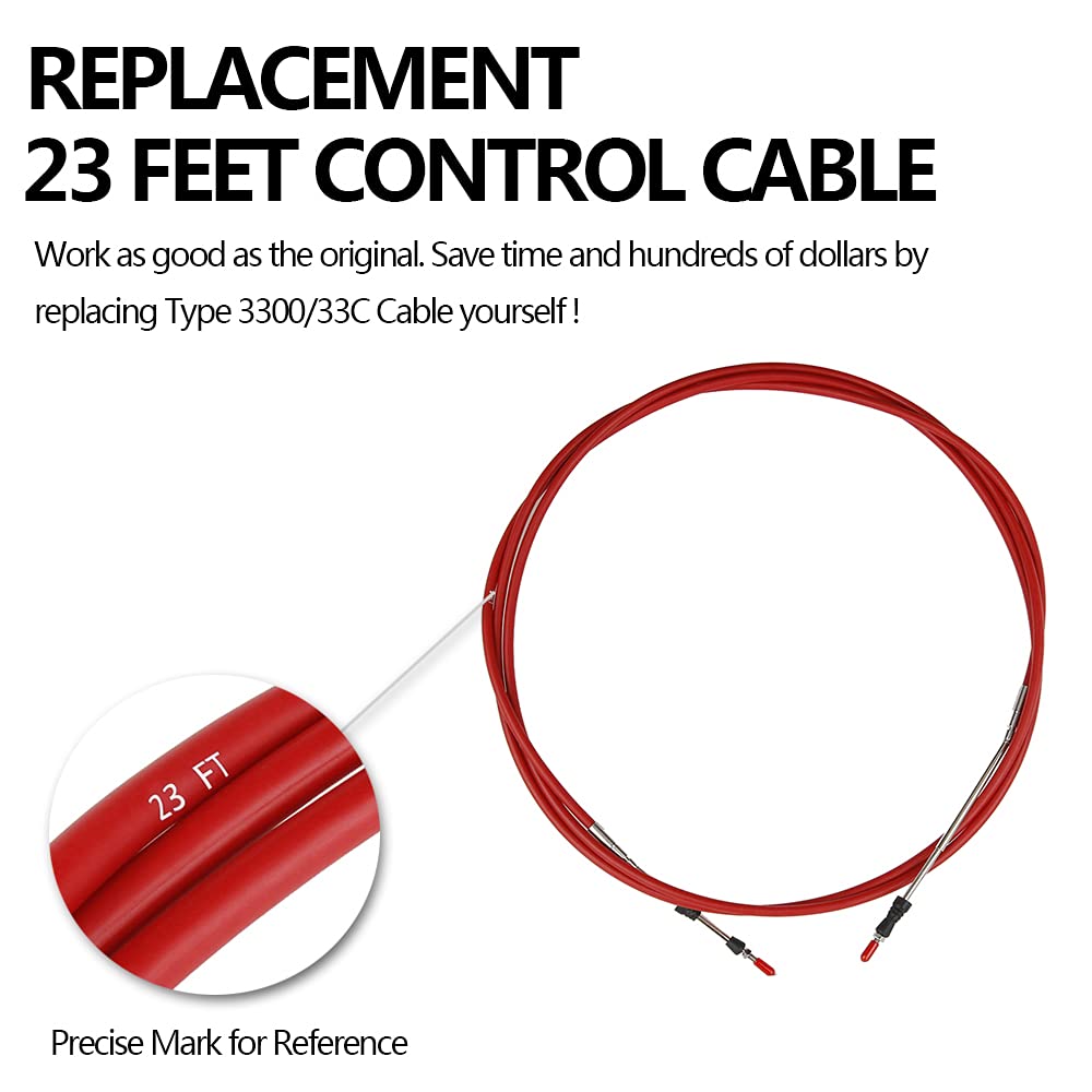 Yinlowa Replacement Dometic SeaStar Control Cable Type 3300/33C Universal for Yamaha Outboard Motor Honda Teleflex Marine Boat Cable Replace SeaStar Solutions Remote Control Throttle Shift Cable,23ft