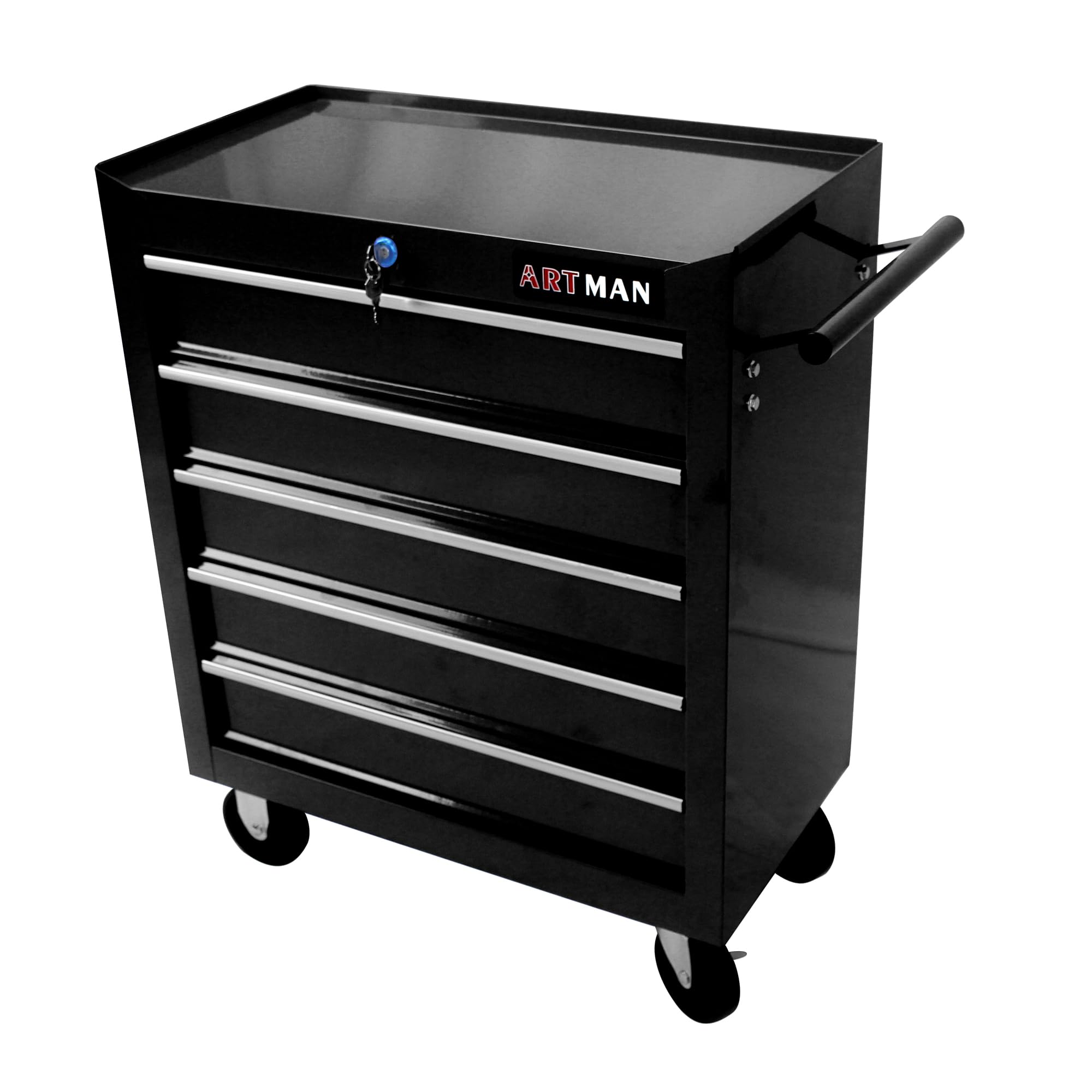 SEHAONOHOME 5 Drawers Rolling Tool Chest Cabinet with Wheels, Tool Storage Cabinet and Tool Box Organizer for Garage Warehouse Workshop, Black