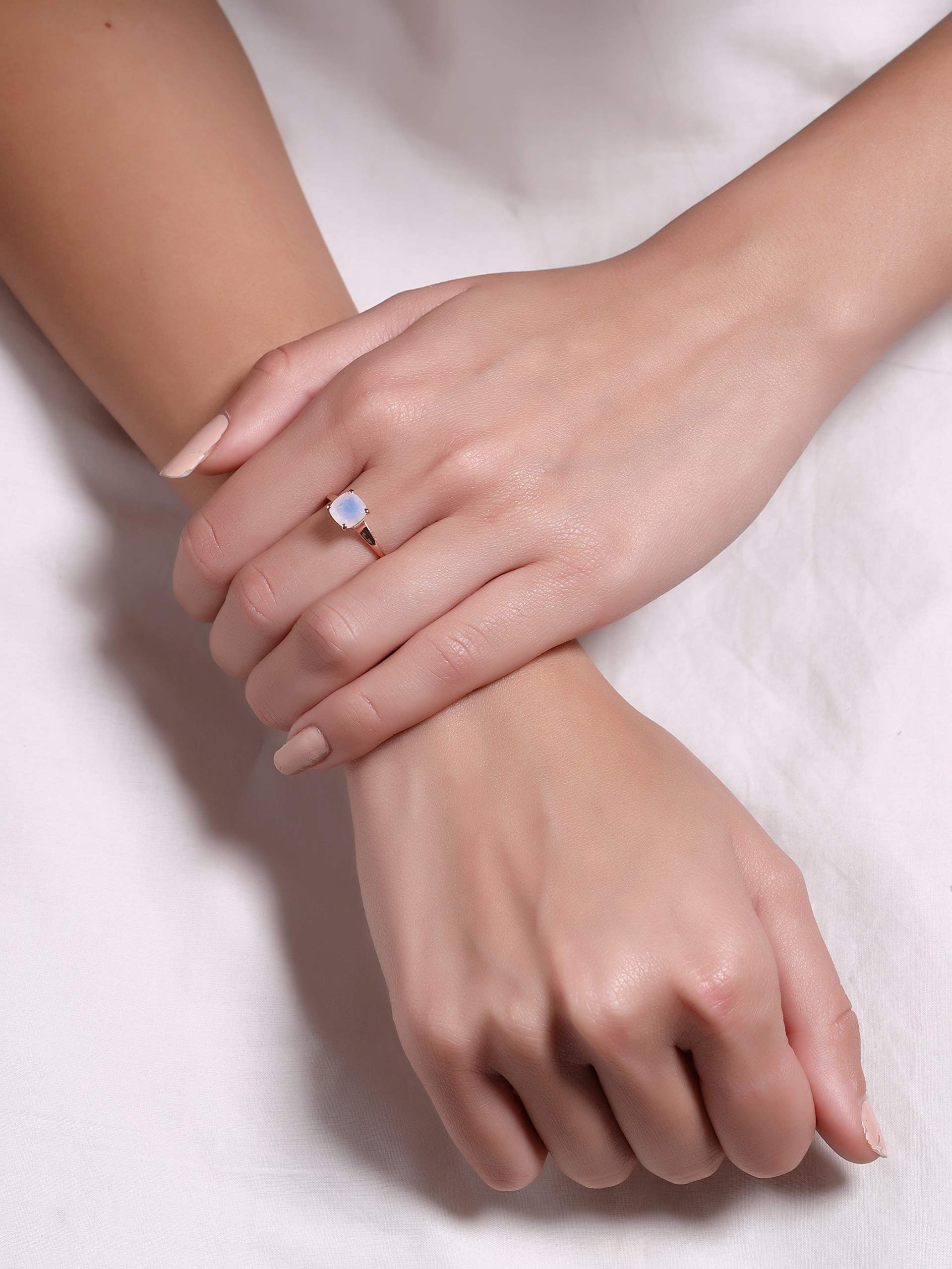 YoTreasure 1.88 Cts Rainbow Moonstone Solid 10k Rose Gold Ring Jewelry