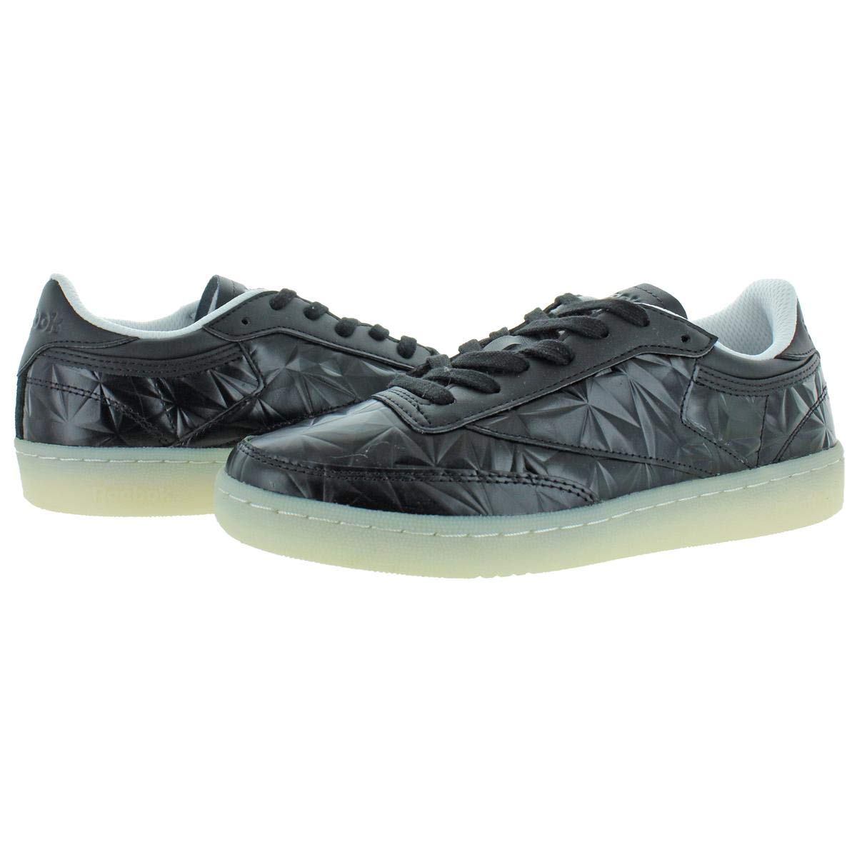 Reebok Womens Club C 85 Hype Metallic Leather Sneakers Black 8.5 Medium (B,M)