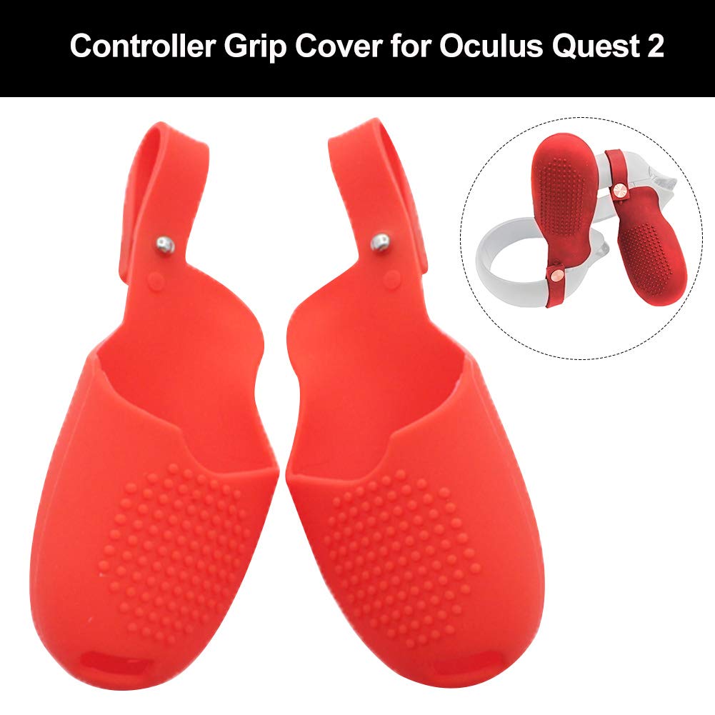 VR Silicone Skin Cover Grip,Touch Controller Grip Cover for Oculus Quest 2 VR Glasses Anti-Slip Anti-Throw Silicone Handle Protective Sleeve