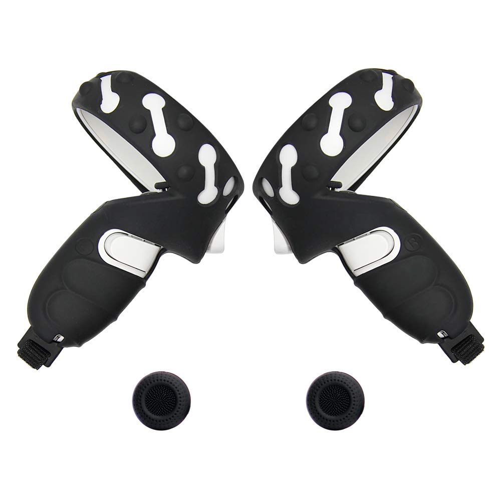 VRbrother Controller Grip Cover for Oculus Quest 2,Polka dot Design Protect The Controllers from Being Dropped and Bumped,Hand Strap Adjustable Wrist Knuckle Strapstrap,VR Accessories,Black