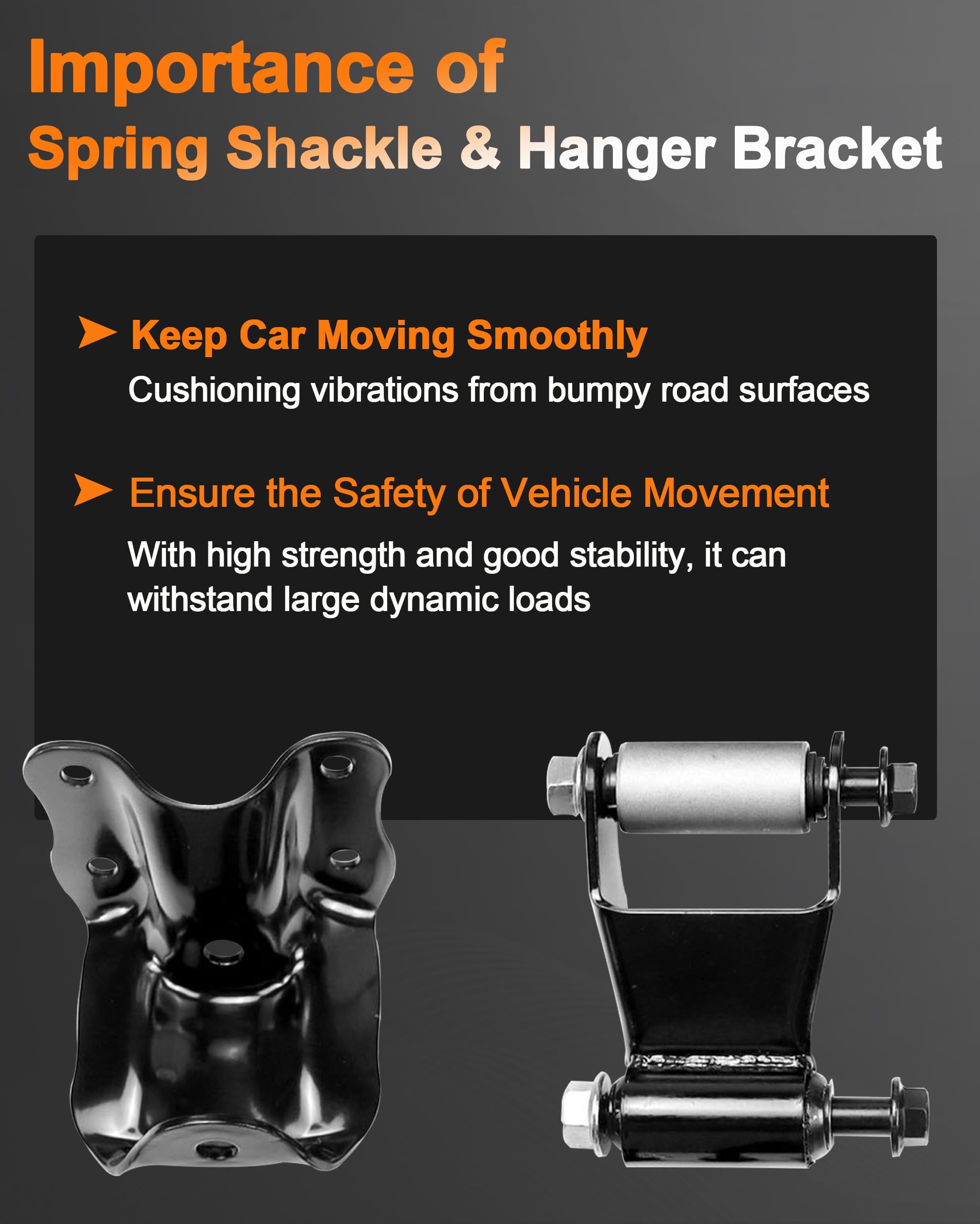 USTAR Rear Leaf Spring Shackle Hanger Bracket Kit Fit for Ford Ranger 1986-2011, Mazda B2300/B3000/B4000 1994-2010, Mazda B2500 1998-2001 722-001 722-010 (4Pc Pack)
