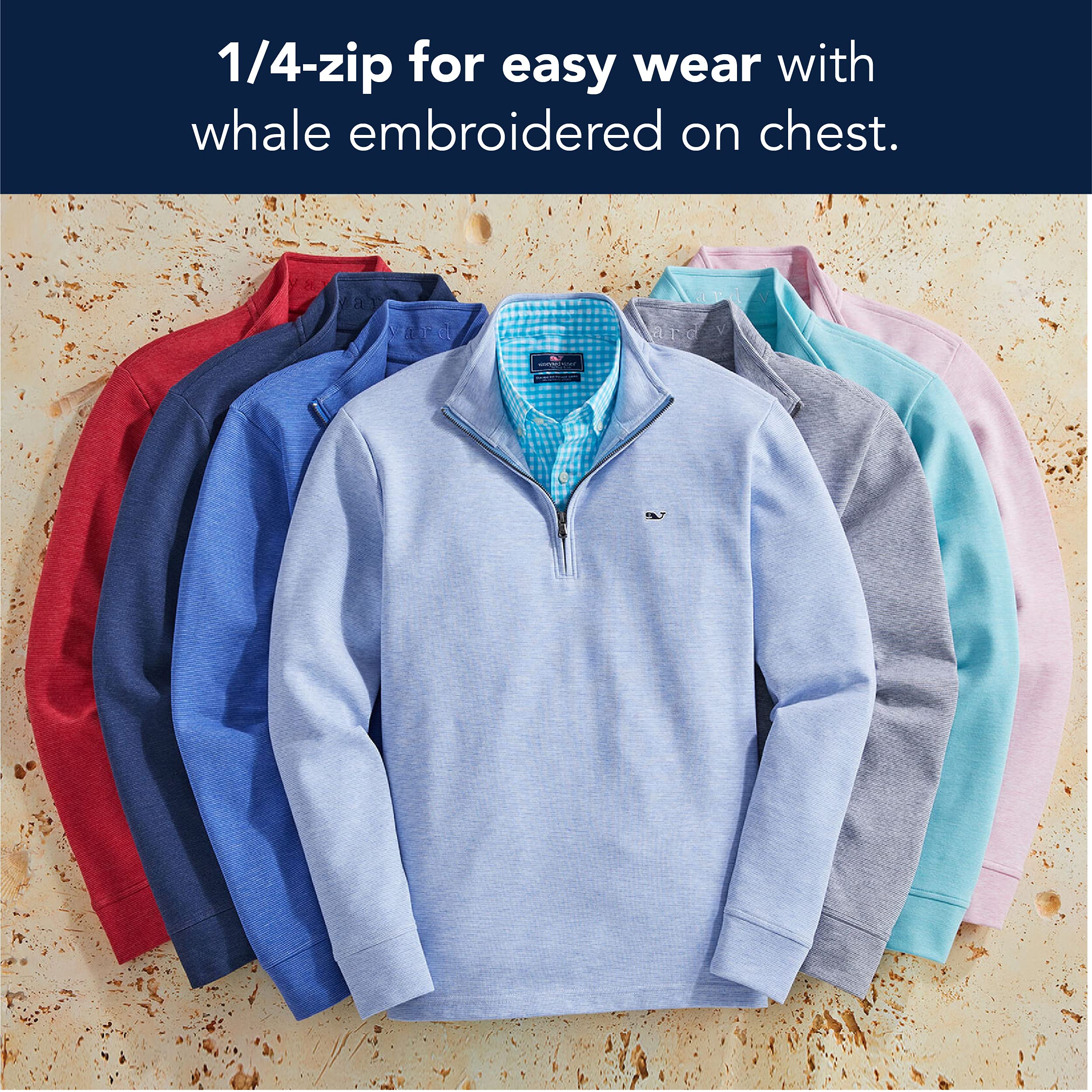 vineyard vines Men's Saltwater Quarter-Zip Pullover Sweater, White Cap/ Marlin, S