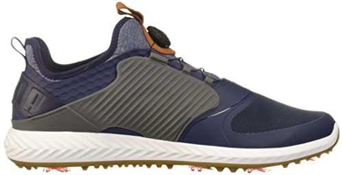 Puma Golf Men's Ignite Pwradapt Caged Disc Golf Shoe, Peacoat-Puma Silver-Quiet Shade, 10 M US