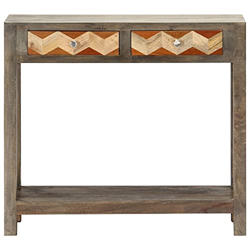 QJBSAVVA Console Table Gray 33.9"x11.8"x29.9" Solid Mango Wood,Large Space Dresser Entry Tables Narrow end Table Couch Table Suitable for Home, Office, Bedroom, Meeting Room