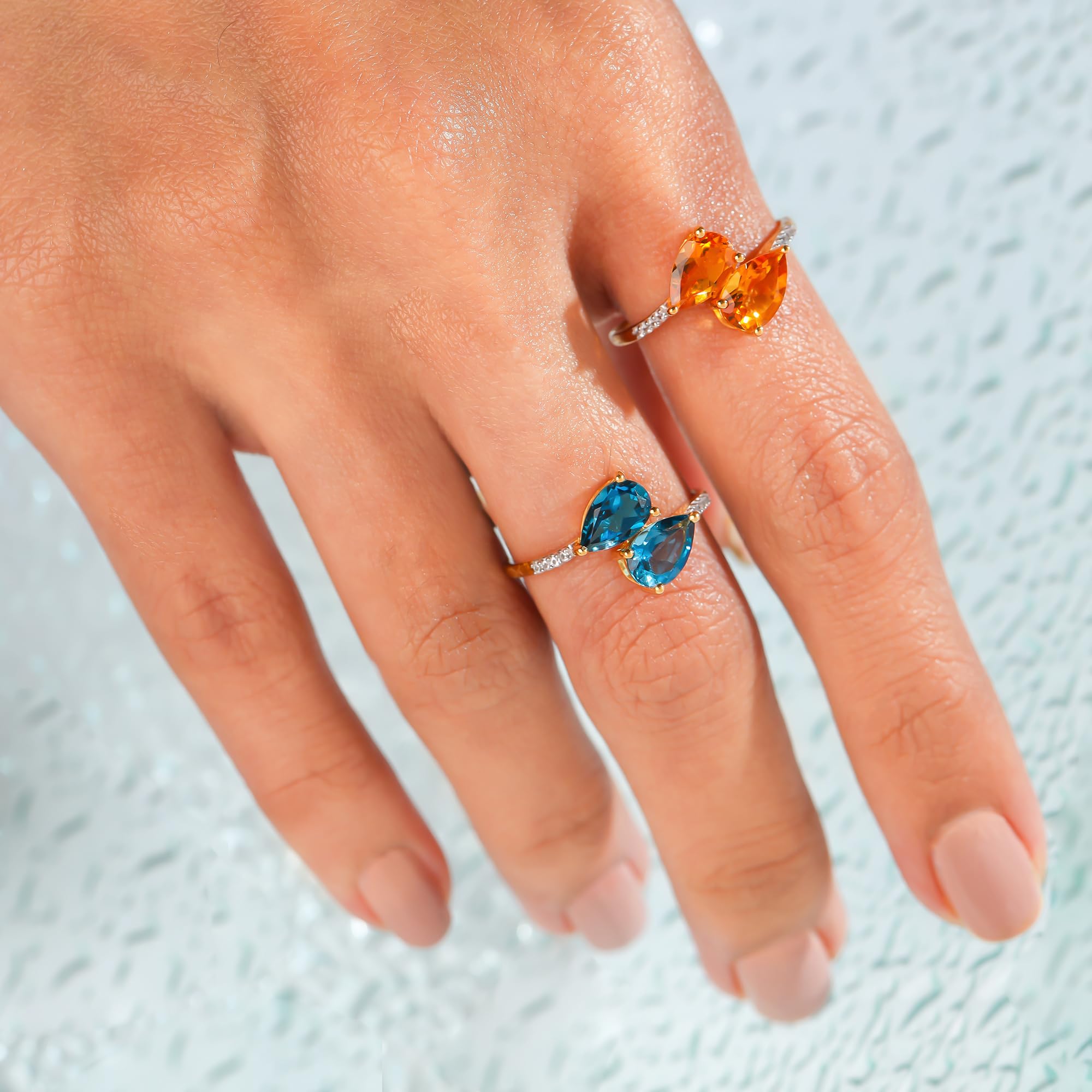 YoTreasure 2.09 Ct. London Blue Topaz White Sapphire 10kt Yellow Gold Engagement Ring