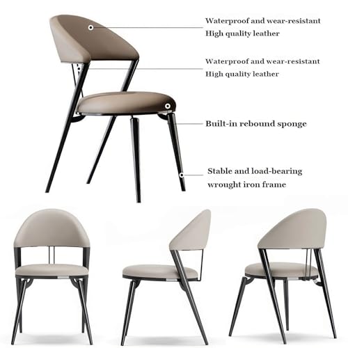 RILOOP Dining Chairs,Mid-Century Modern Dining Chair,Retro Faux Leather Kitchen Dining Room Chairs,Upholstered Dining Chairs with Metal Legs for Dining Room, Kitchen,Living Room/F/49 * 53 * 75Cm