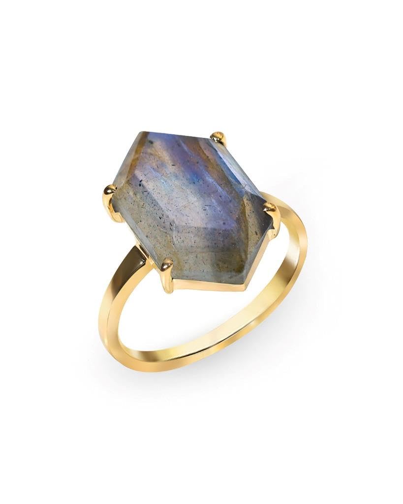 YoTreasure Labradorite Gold Over 925 Sterling Silver Bold Ring Jewelry