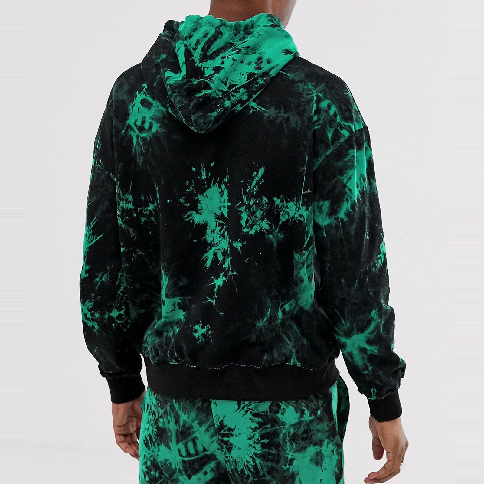 XXBR Tie Dye Hoodies for Mens, 3D Novelty Cool Printed Hooded Pullover Drawstring Casual Sweatshirts with Pockets Fall Late Summer Holiday Vacation Back to School University College Labor Day