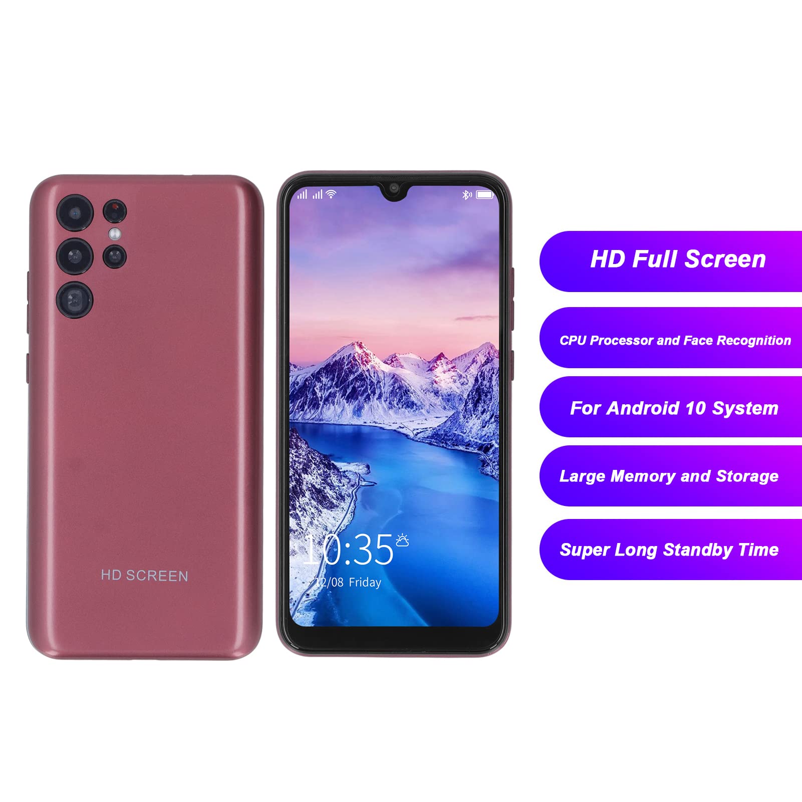 S22+ Ultra 6.26in Unlocked Smartphone, Face ID HD Full Screen Unlocked Cell Phone, 4GB ROM 64GB RAM , for Android 10, 5MP 8MP Cameras, 2800mAh, Dual SIM Mobile Phone Support WiFi BT FM(Rose Gold)