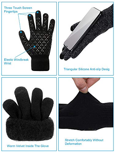 SATINIOR 6 Pieces Ear Warmer Headband Warmer Face Mask Fleece Neck Gaiter Touch Screen Winter Knit Gloves for Men and Women