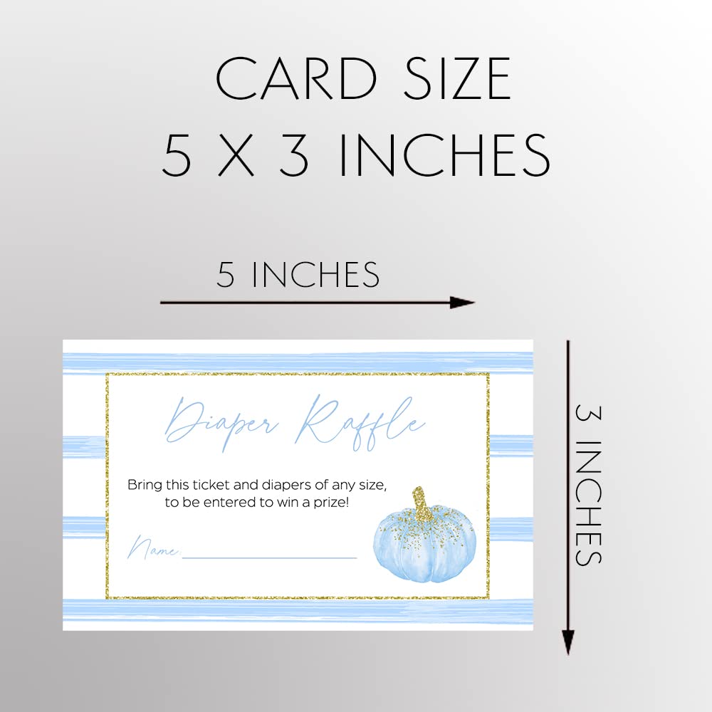 Pumpkin Diaper Raffle Tickets Sparkling Pumpkin Baby Shower Diaper Party Card Inserts Autumn Fall Sprinkle Halloween Blue Gold Glitter Boys It's A Boy Diaper Request Printed Cards (50 count)