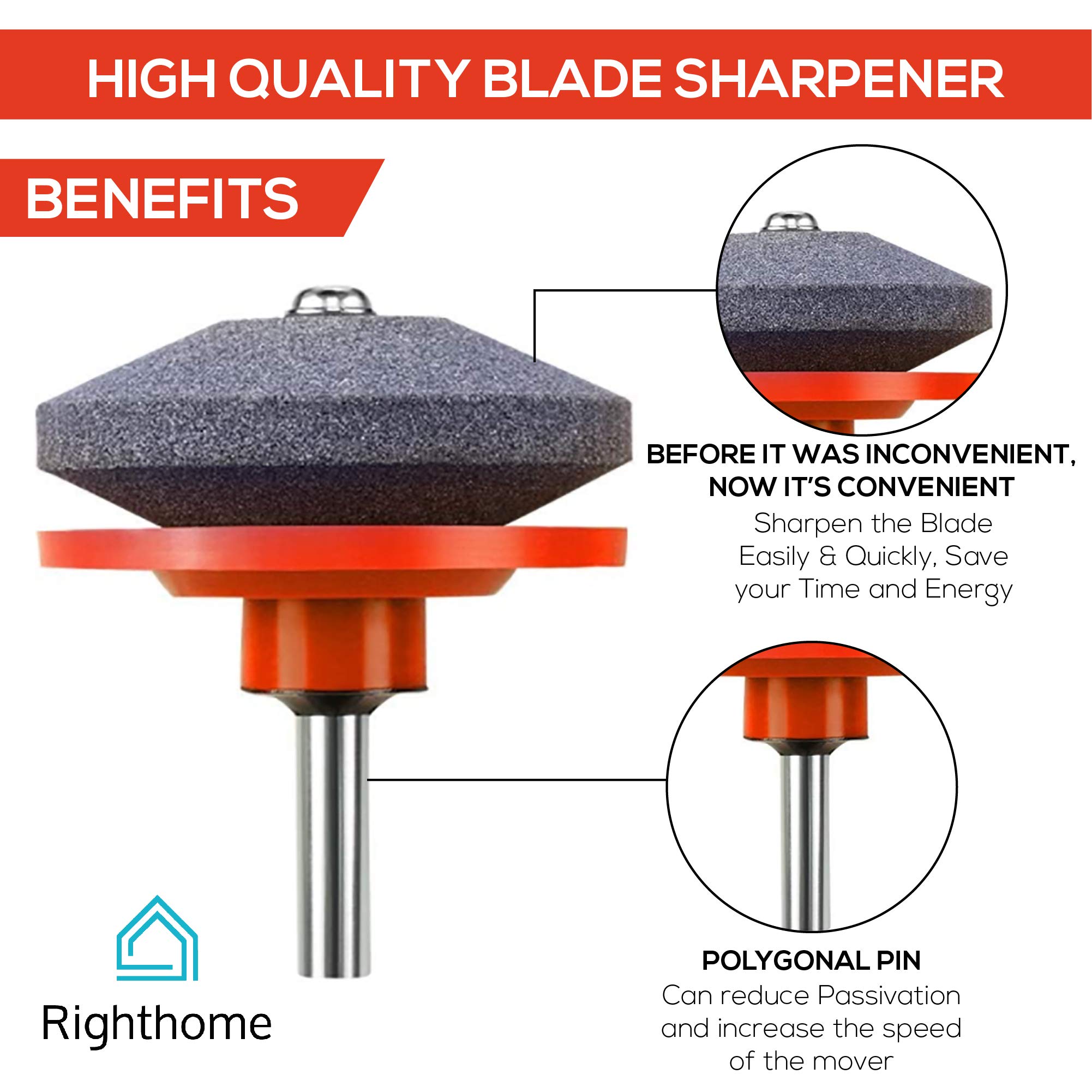Righthome 4 PCS Lawn Mower Blade Sharpener for Drill, Universal Lawn Tool, Lawnmower Sharpener for Power Drill Hand Drill and Lawn Mower Blade Balancer, Drill Bit Sharpener