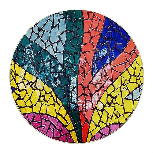 Round Office Desk Chair Mat Abstract Office Floor Protector Rainbow Office Chair Mat for Hardwood/Tile Floor 44 in