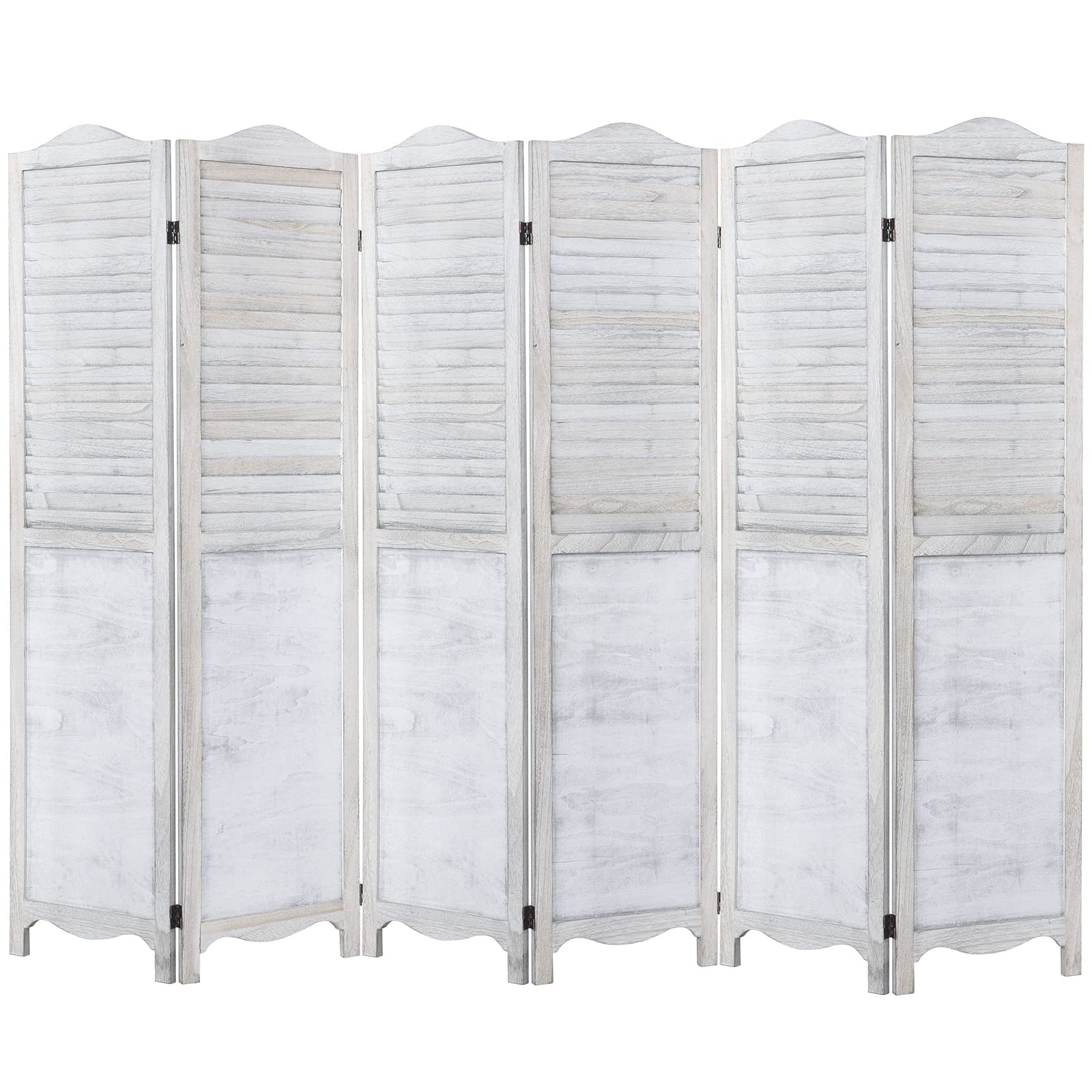 Room Divider Privacy Screen 6 Panel Room Dividers and Folding Privacy Screens 5.6ft.Tall Rustic Wood White Room Divider Wall Separator Partition Freestanding