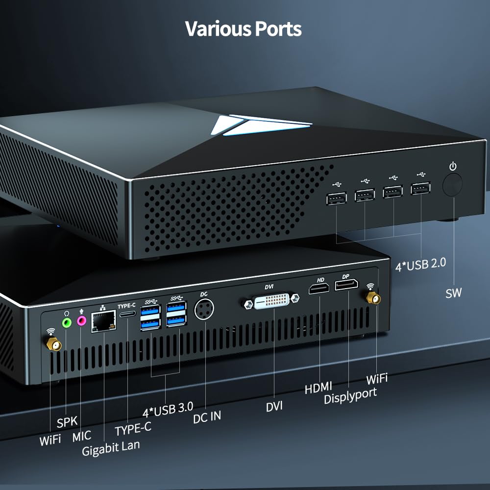 Thdeukoty Mini Desktop PC Computer i9-9900KF Windows 11 Pro, Gaming PC GeForce RTX2060S 8G, 64G DDR4 RAM 1T NVME SSD, 4K@144Hz HDMI/DP/DVI Triple Display, WiFi 6 Bluetooth 5.2 for Gaming/Design