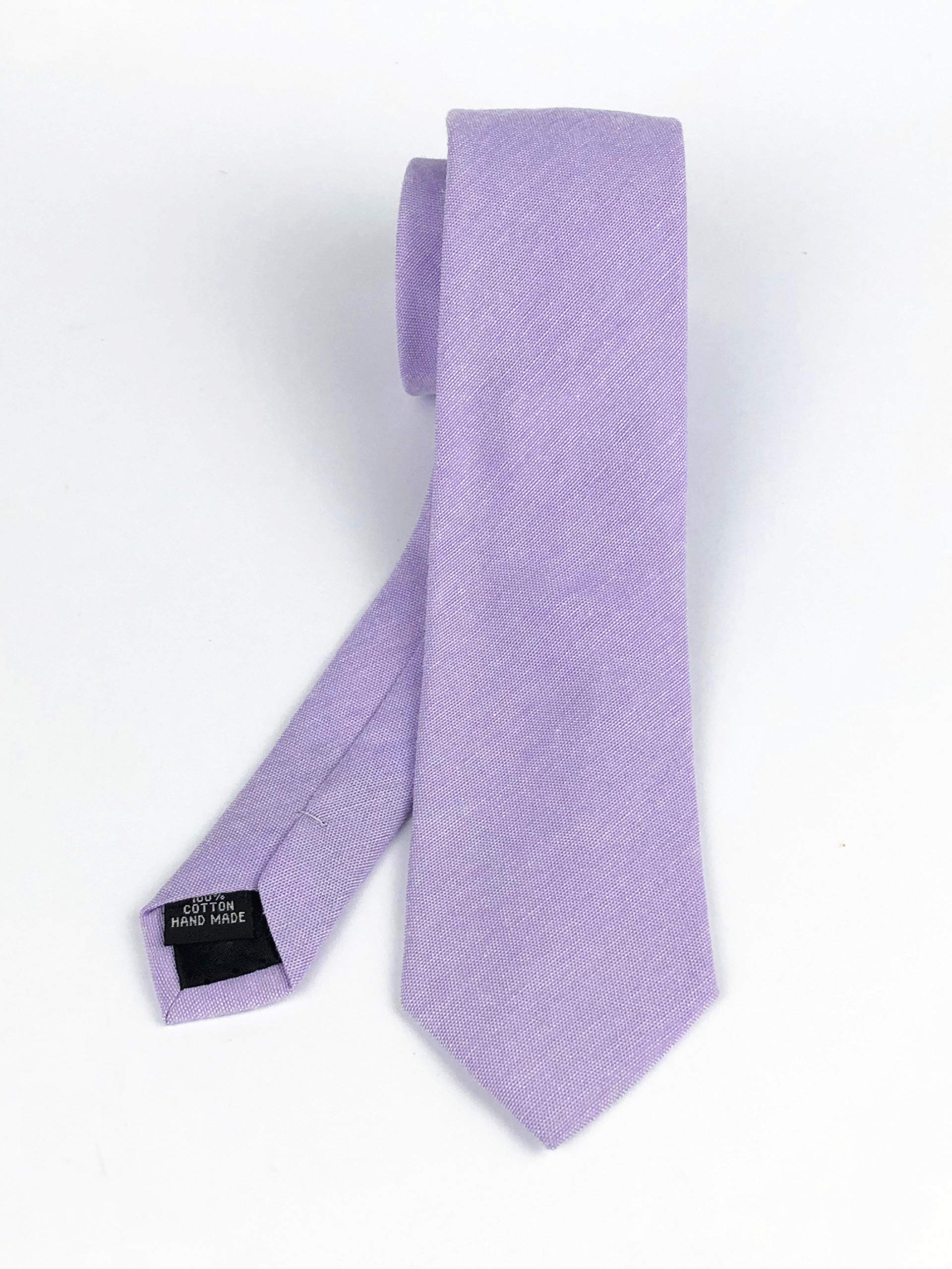 Secdtie Men's Skinny Tie Causal Cotton Solid Color Linen Narrow Slim cut Necktie (One Size, Lavender)