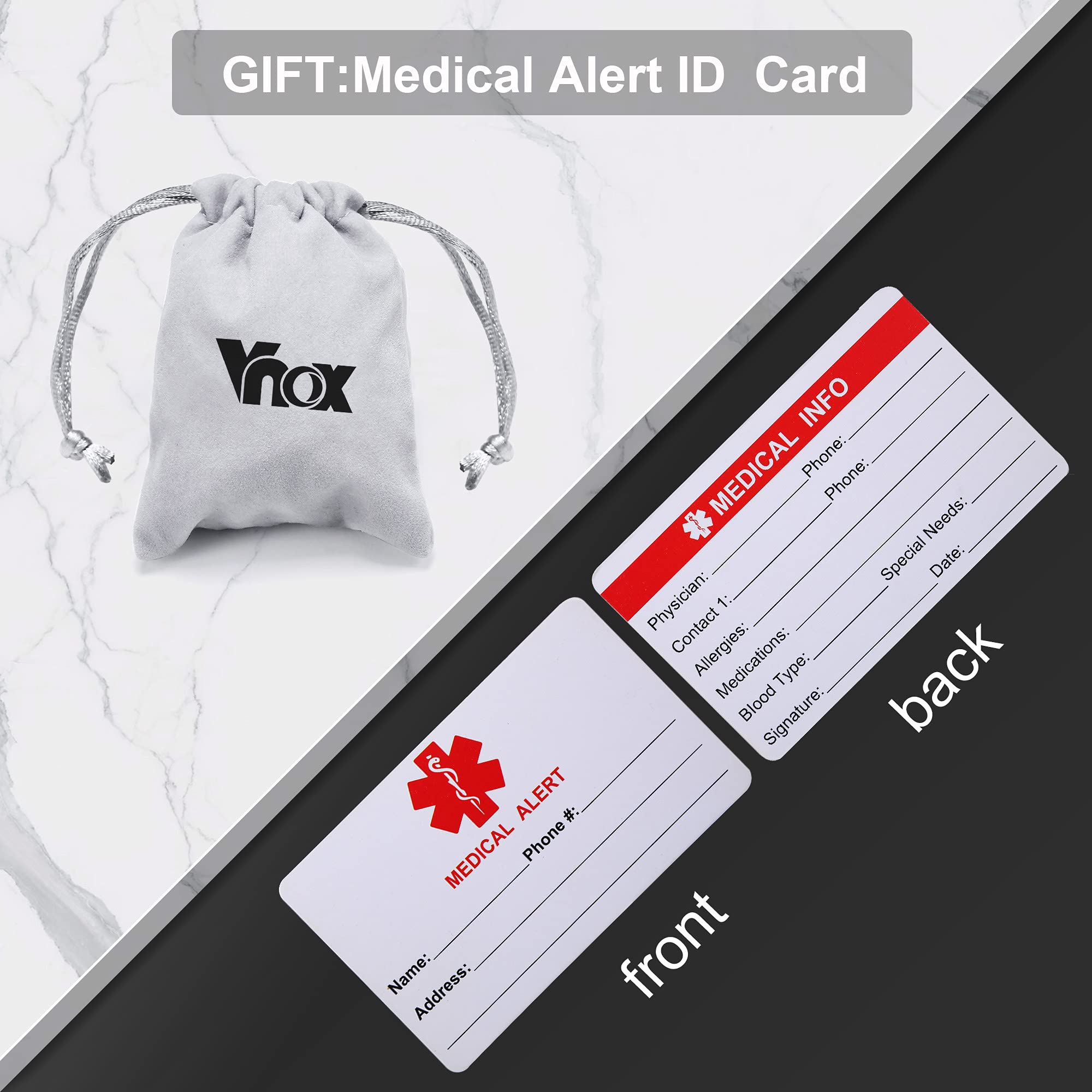 VNOX Custom Engraving Handmade Braided Rope Adjustable Medical Alert ID Bracelet Fits Adults,5.9-9 Inches