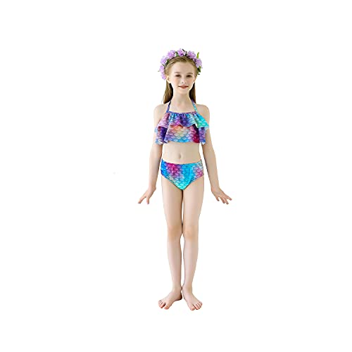 Rainbow Swimmable Mermaid Tail Bikini Sets with Monofin Swimware Girls Kids Cospaly Gift GB63 8T