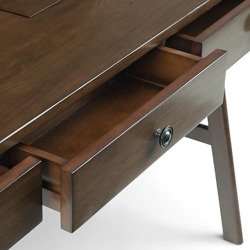 SIMPLIHOME Rylie SOLID WOOD 60 inch Wide Home Office Desk, Writing Table, Workstation, Study Table Furniture in Natural Aged Brown with 3 Drawers