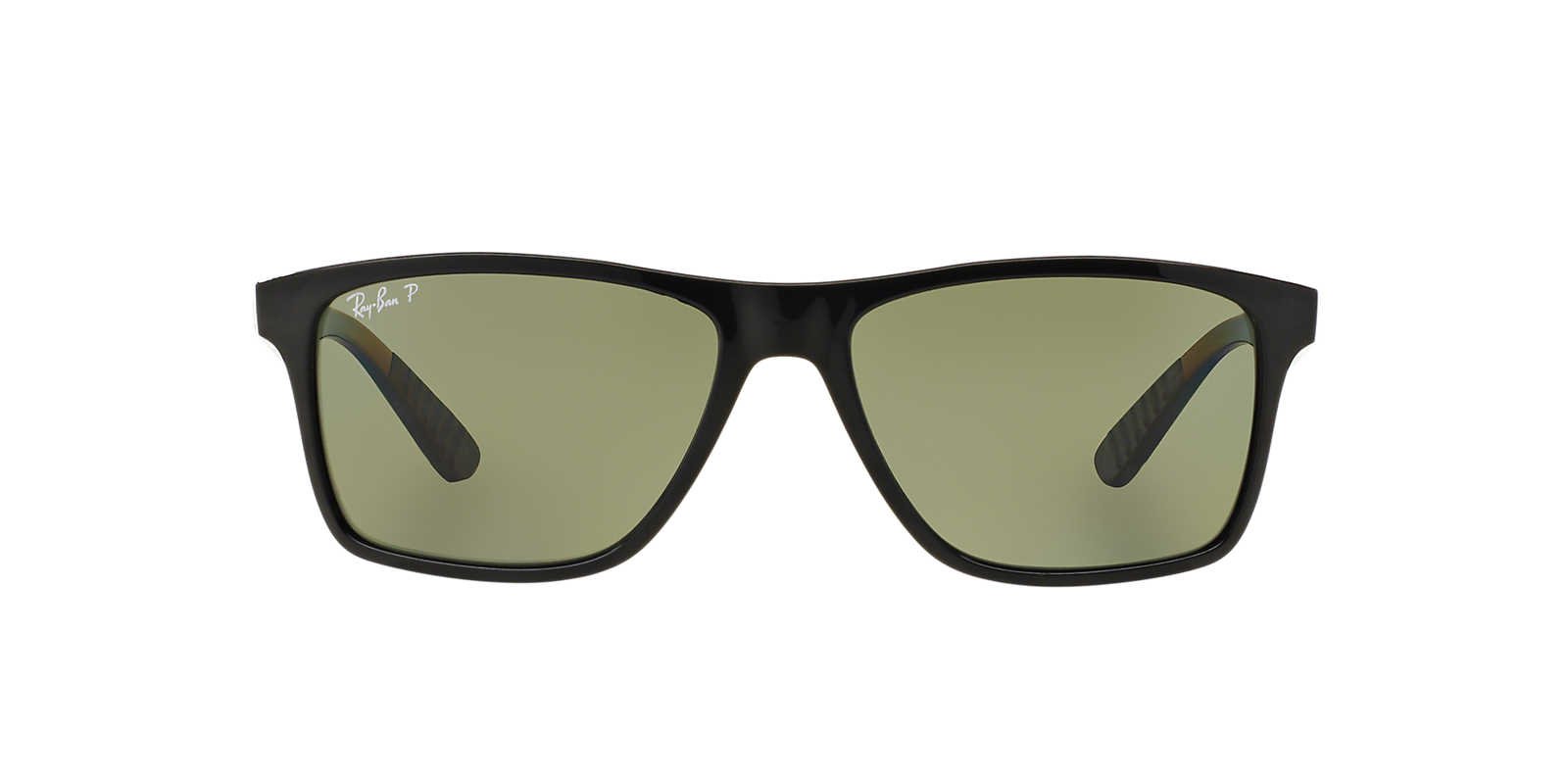 Ray-Ban Men's RB4234 Rectangular Sunglasses, Black/Polarized Green, 58 mm