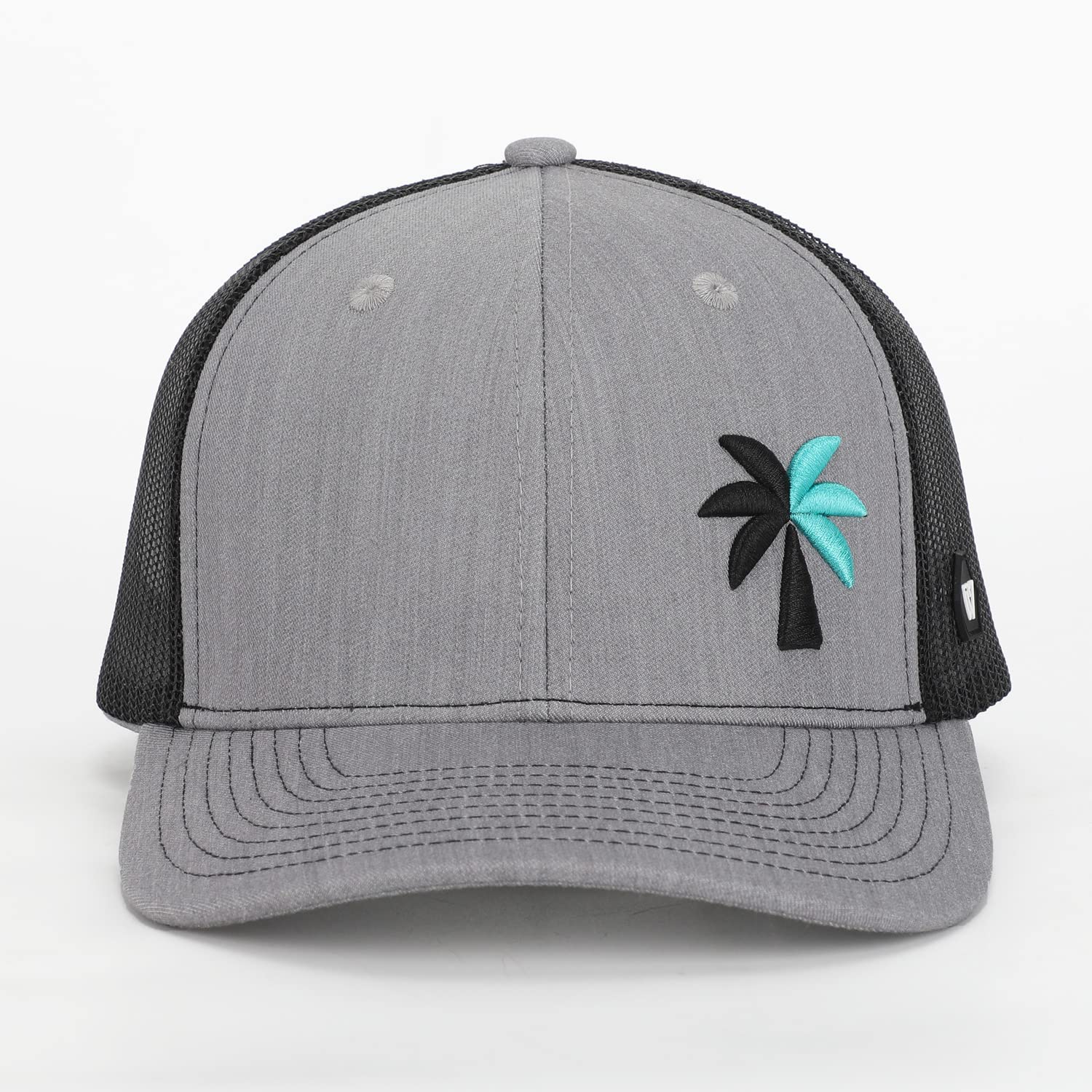 WUE Trucker Hat The Palm Tree Hat Snapback hats for men (Heather Grey/Black)